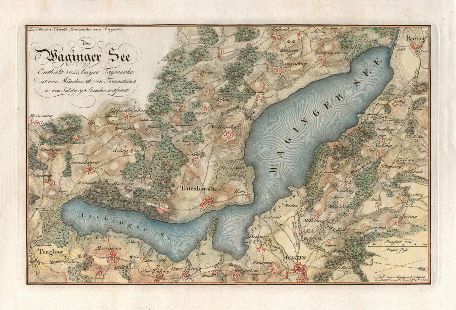 Historische Karte von Waginger See und Tachinger See von 1809, (Adrian ...